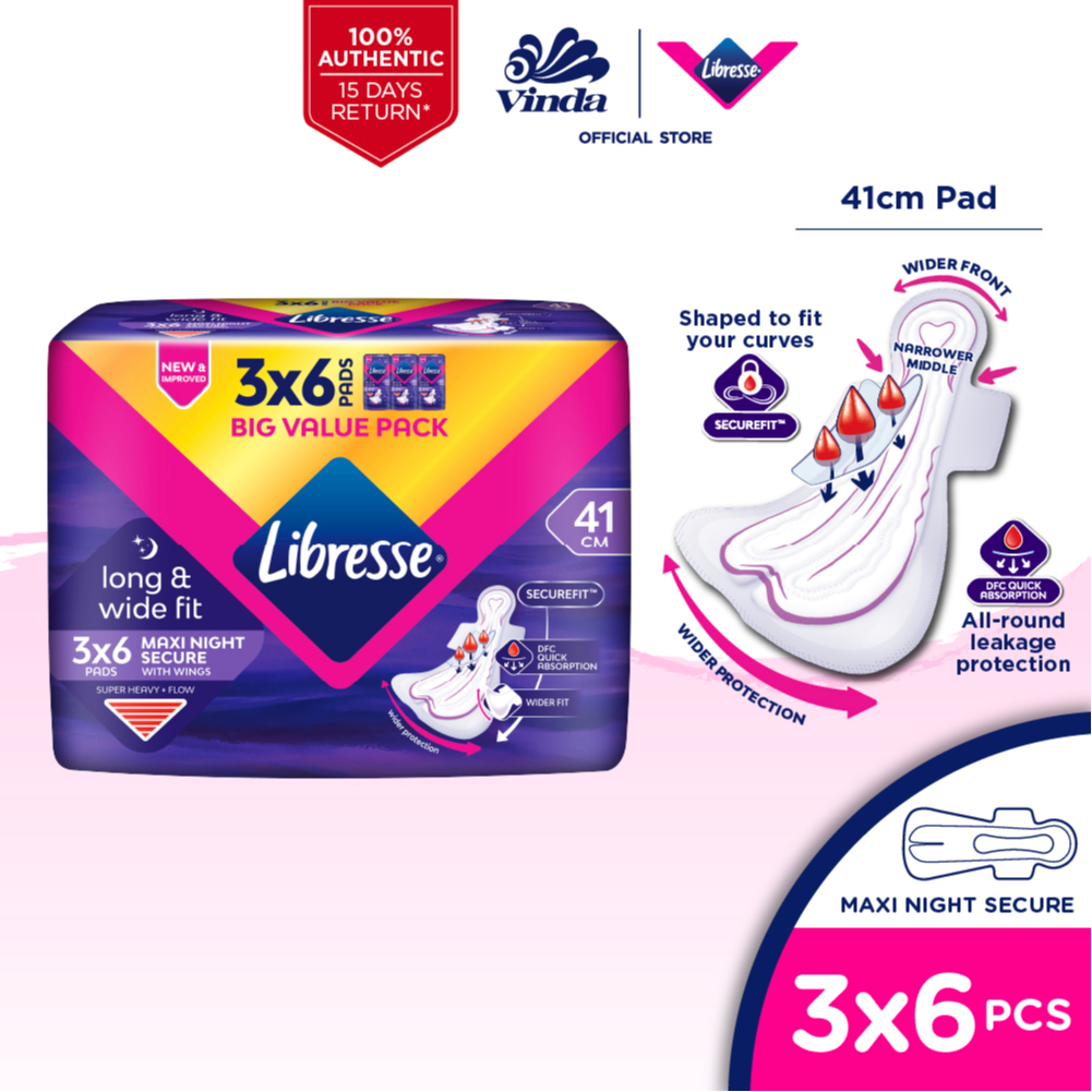 Libresse Wider Back Night Wings 41cm (3x6s) | Shopee Malaysia