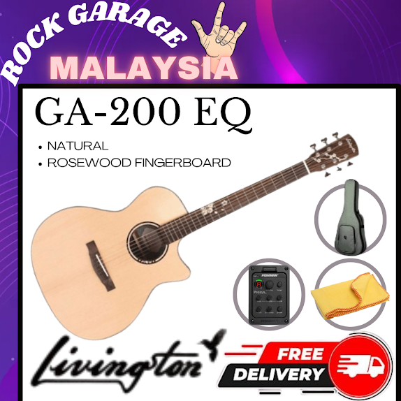 Livingston GA-200 EQ 40" Solid Top Grand Auditorium Acoustic-Electric ...