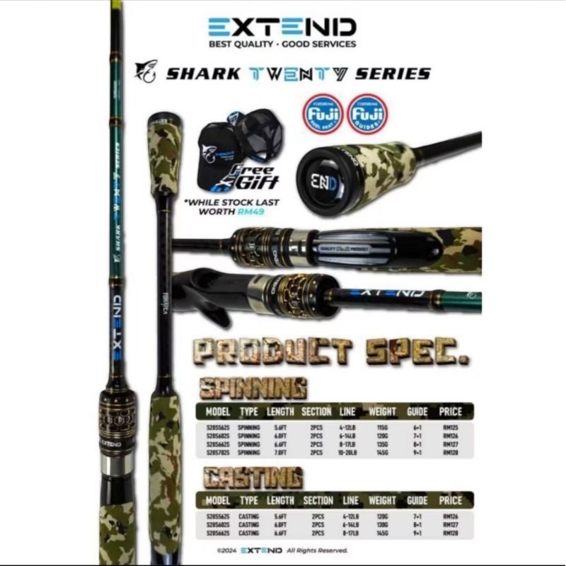 💢FREE CAP💢2024 NEW EXTEND SHARK 20 TWENTY SERIES SPINNING AND ...