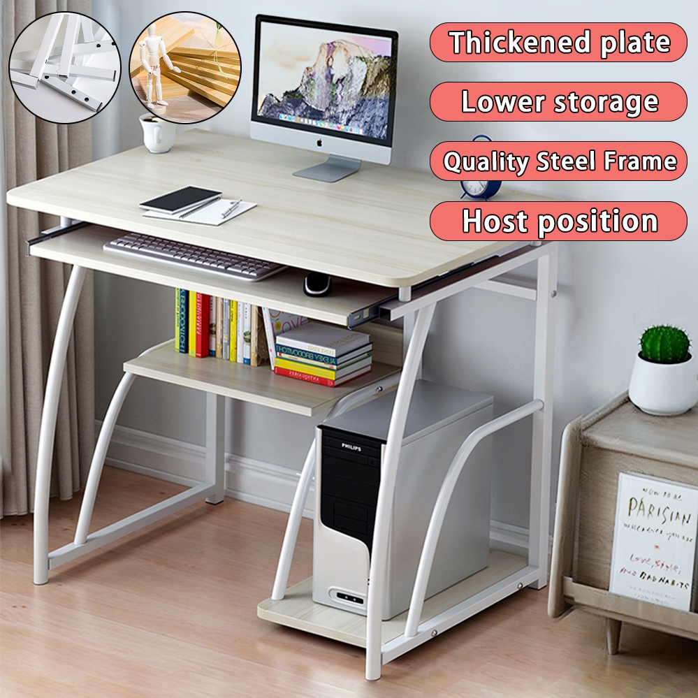 Simple Computer Desk With Storage Rack Living Room Student Study Table Home Modern Office ...