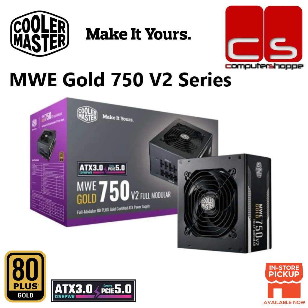 Cooler Master MWE 750 Gold V3 Series 750W ATX 3.1 80+ Gold Full Modular ...