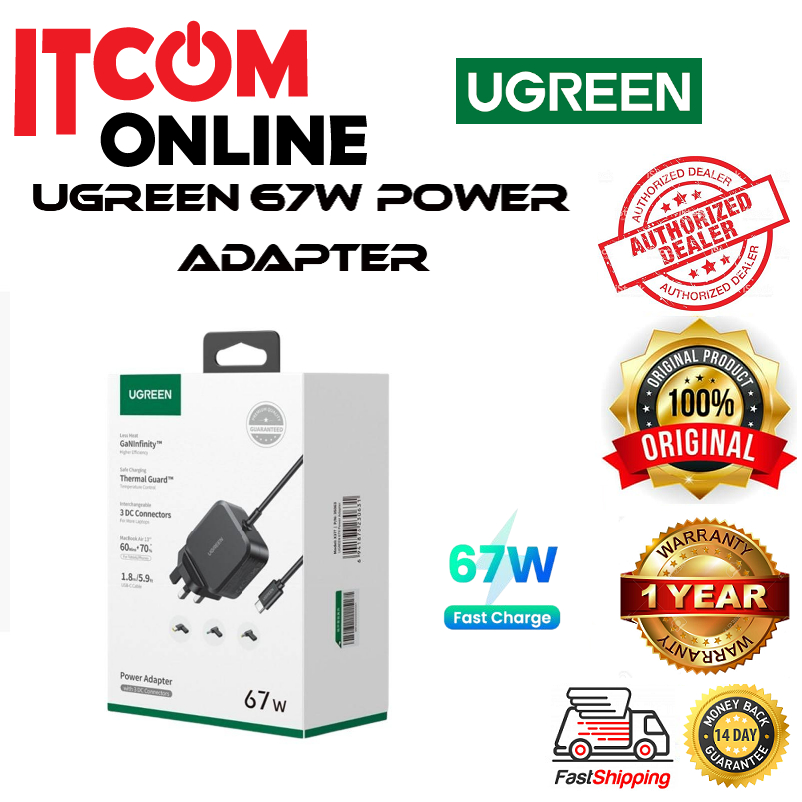 UGREEN THERMAL GUARD 3 DC CONNECTORS 67W CHARGER (UG-35063) | Shopee ...