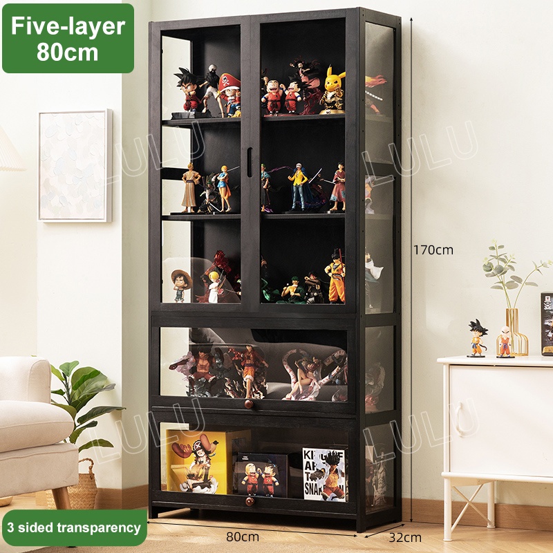 LULU Display Cabinet Almari Kaca Display 3/4/5 Layers Transparent Glass ...