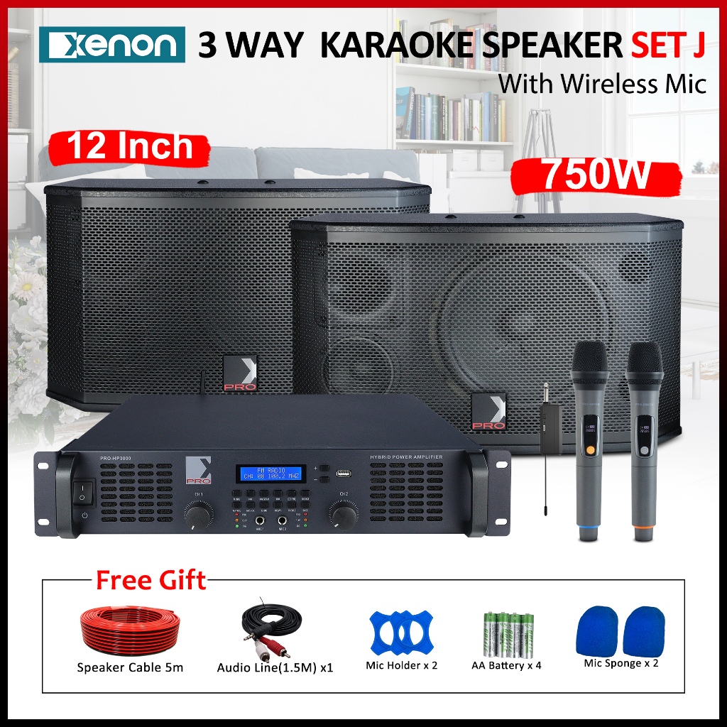 Xenon Karaoke Speaker Set 12 inch 3 Way Karaoker Speaker Full Set With ...