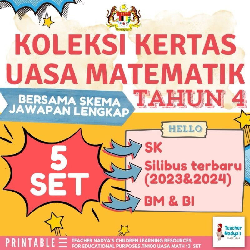 [ PRINTABLE PDF ] 5 Set UASA Matematik Tahun 4 | Mathematics Year 4 ...