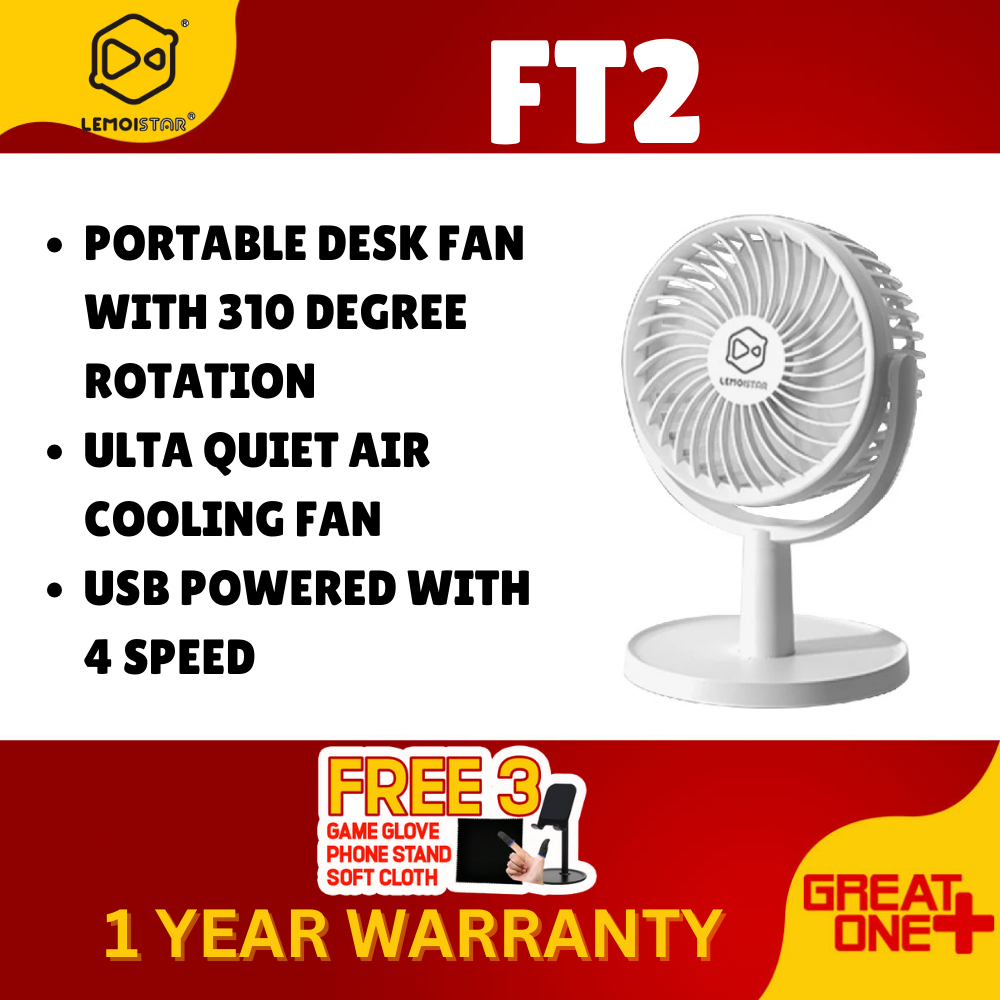 LEMOISTAR LIMO-FT2 Small Personal USB Powered Fan with 4 Speeds ...