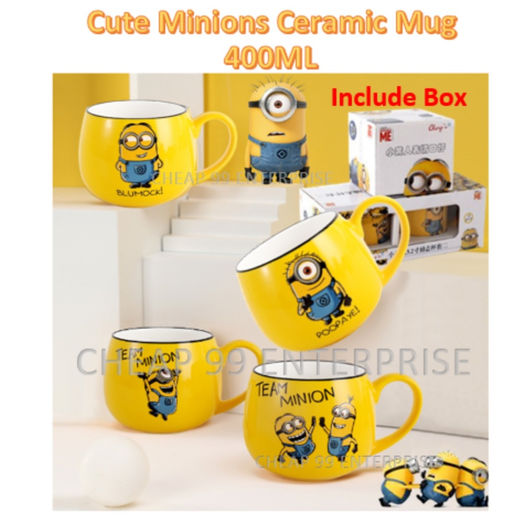 (Box Included) 400ml Cute Minions Ceramic Mug Minion Cup coffee mug or ...