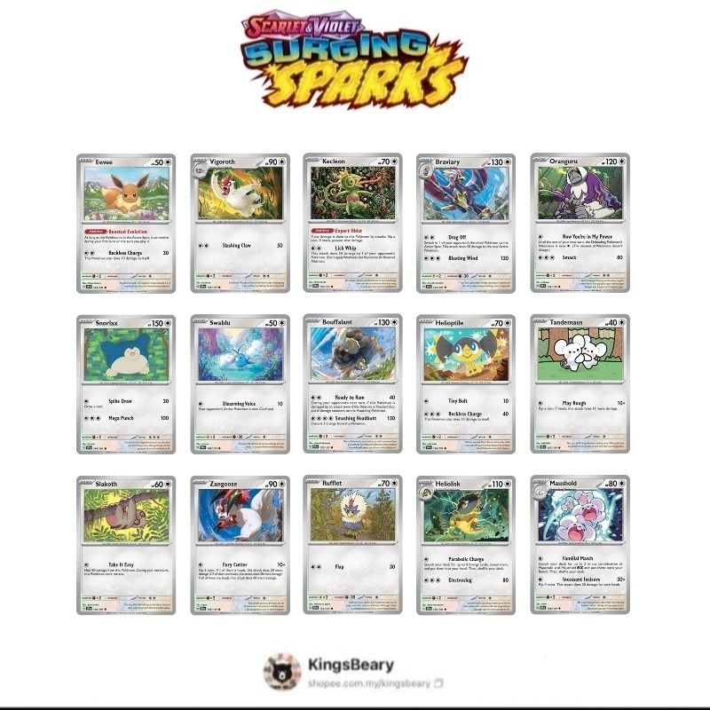 Surging Sparks | Colorless Normal type Pokemon Common / Uncommon Card ...