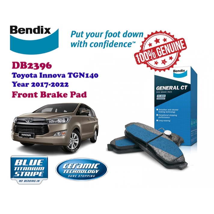 TOYOTA INNOVA TGN140 2017-2022 FRONT BENDIX BRAKE DISC PAD DB2396 ...