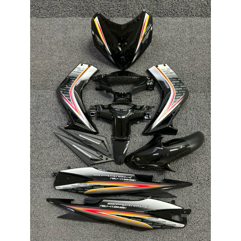 LC135 V1 Body Cover Set Sticker Siap Tampal Spark RX Hitam | Shopee ...