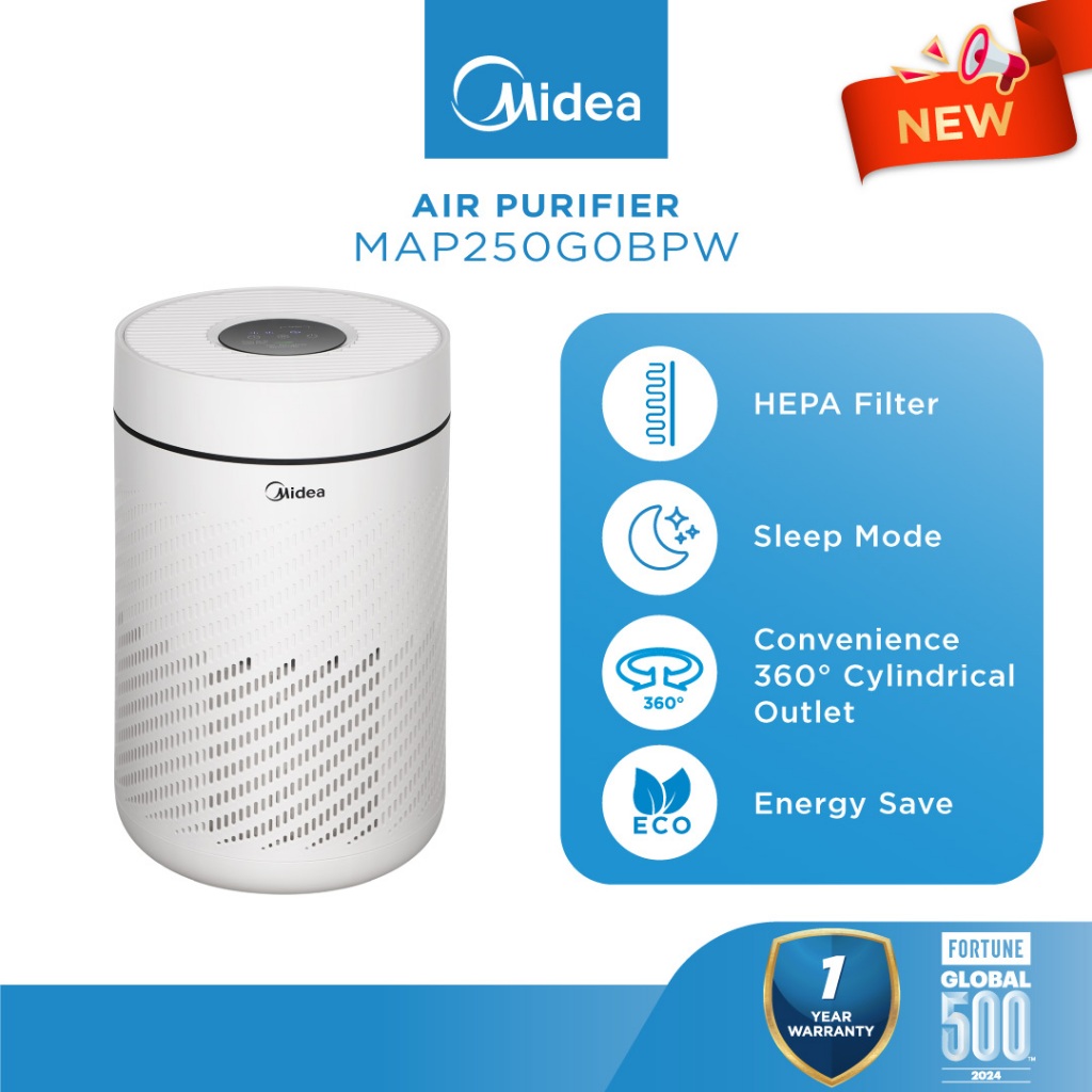 Midea MAP250G0BPW Air Purifier With H13 True HEPA Filter | Shopee Malaysia