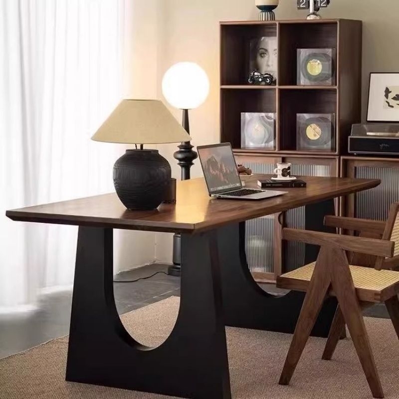 Nordic style solid wood table walnut color writing table adult home ...