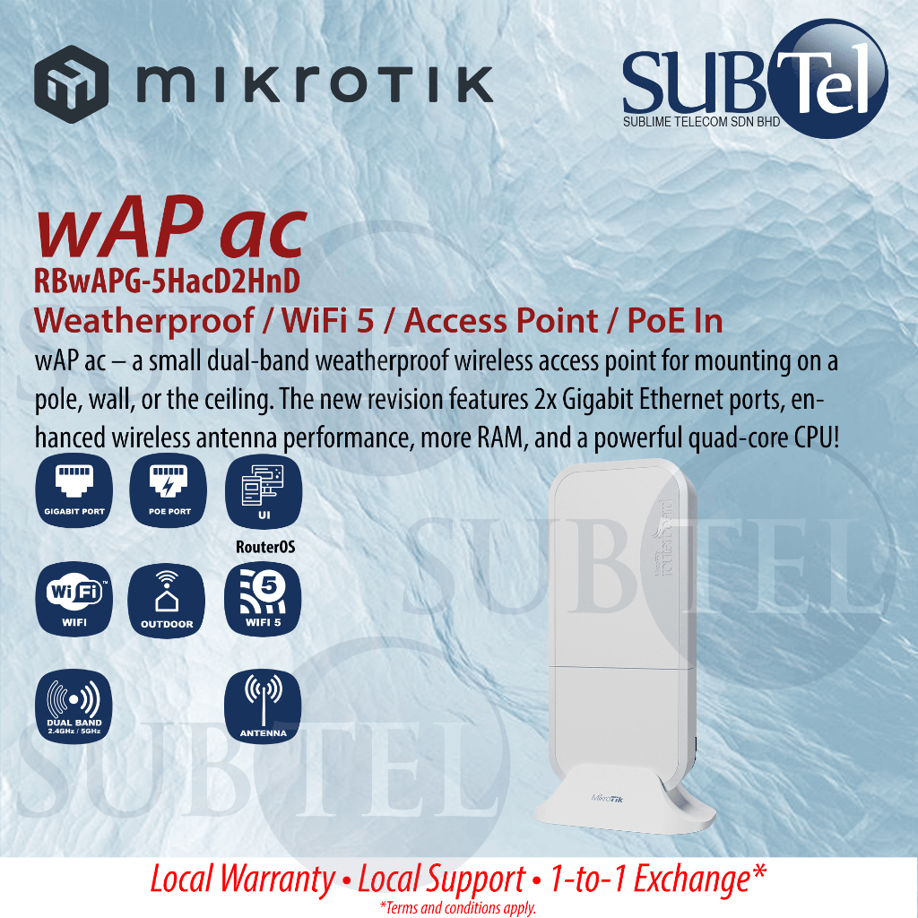 CLEARANCE Mikrotik wAP ac Small Dual-Band 2.4/5GHz Weatherproof ...
