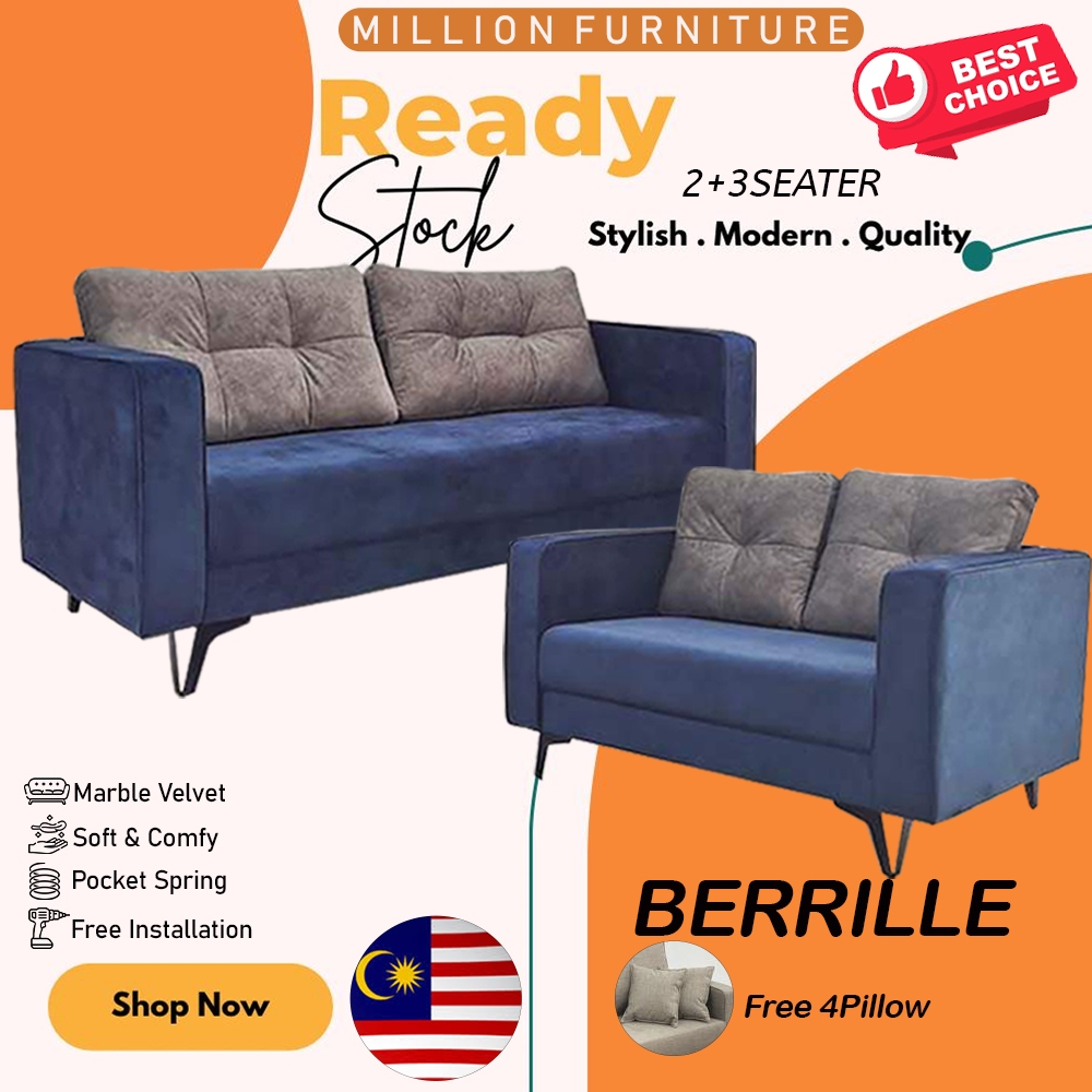 [READY STOCK] Million Furniture-BERRILEE 2+3 seater/marble velvet sofa ...