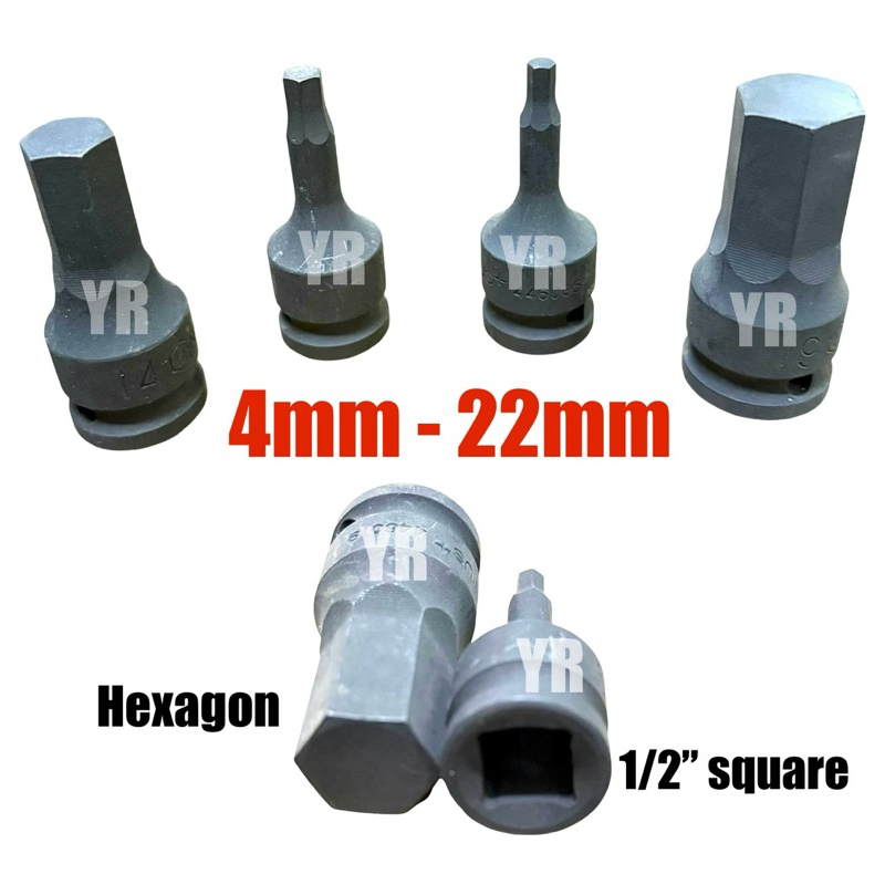 1/2" Impact Hex Bit Socket(4-22mm) 1/2" Allen Key Box Socket ...