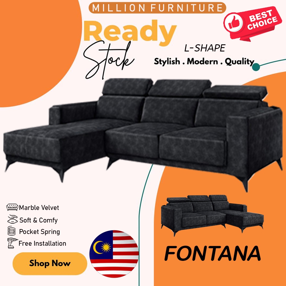 [READY STOCK] Million Furniture- Fontana/L-Shaped Water Resistant ...