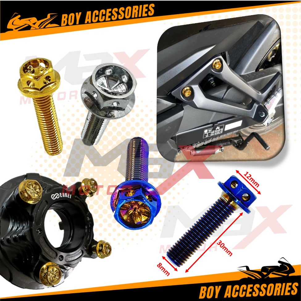 Screw Skru Footrest Bracket/Sprocket Yamaha/Cover Exhaust Titanium Gold ...