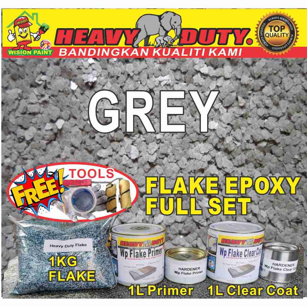 ( grey ) Full Set Epoxy Colour Flake Coating ( TOOLS /1KG FLAKE / 1L ...