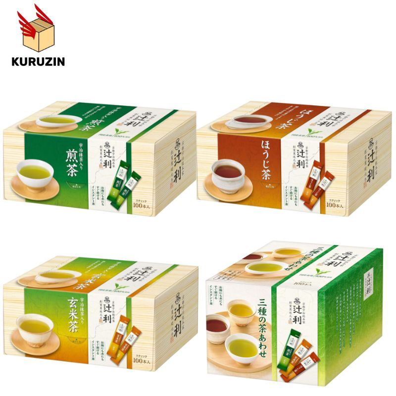 Tsujiri Instant Tea Powder 100 Sticks Green Tea/Roasted Green Tea/Brown ...