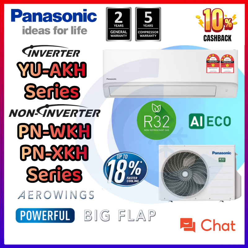 Panasonic R32 1HP ~ 3HP (New) Air Cond PN-XKH PN-WKH YU-AKH(Eco) Series ...