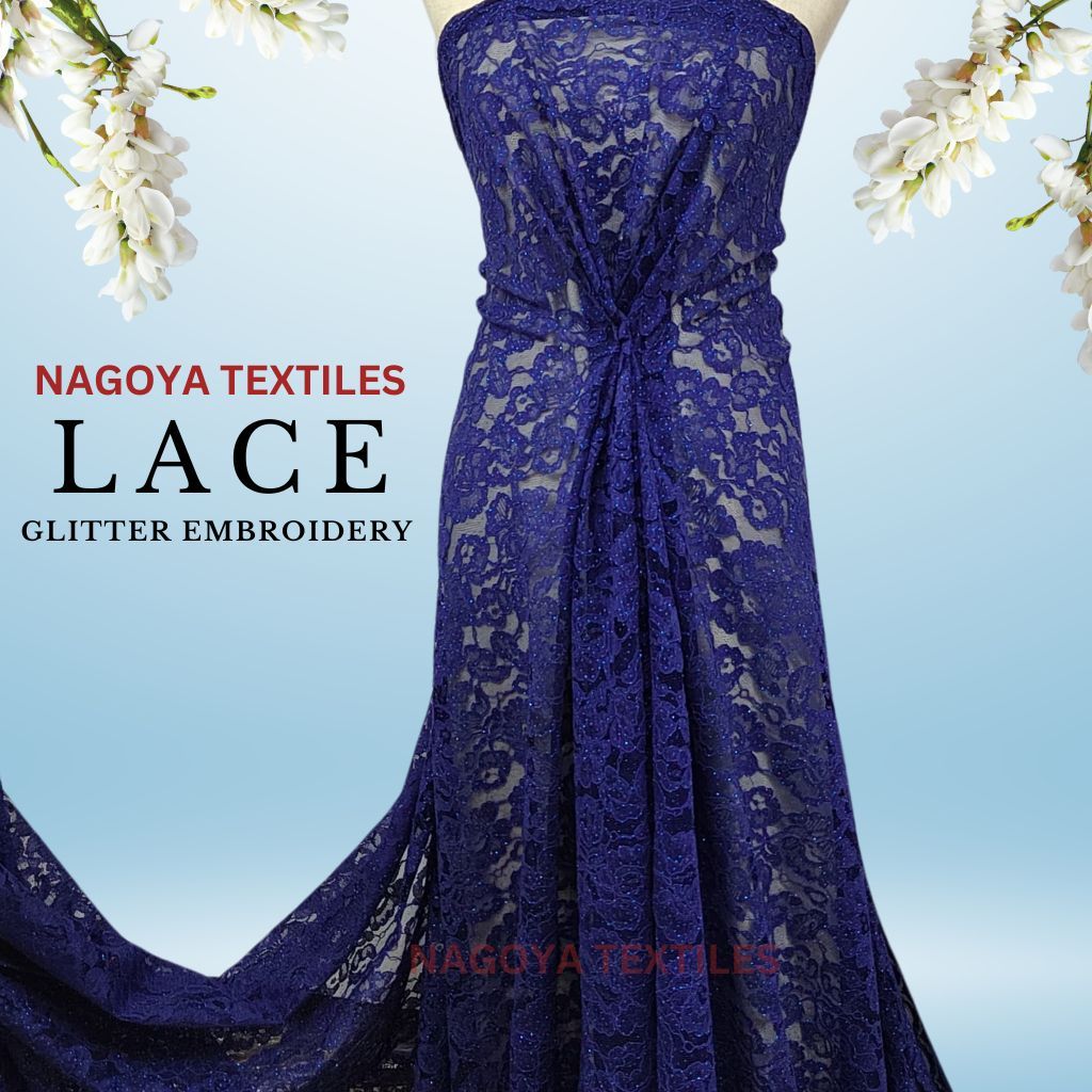Kain Lace Glitter Embroidery 58 inch Nagoya Textiles (LGENWC) | Shopee ...