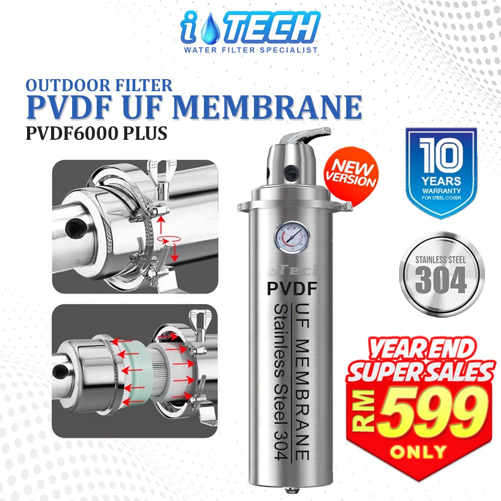 𝐈-𝐓𝐄𝐂𝐇 Stainless Steel SUS 304 Outdoor PVDF 6000 Plus UF Membrane 0.01 Micron Water Filter ...