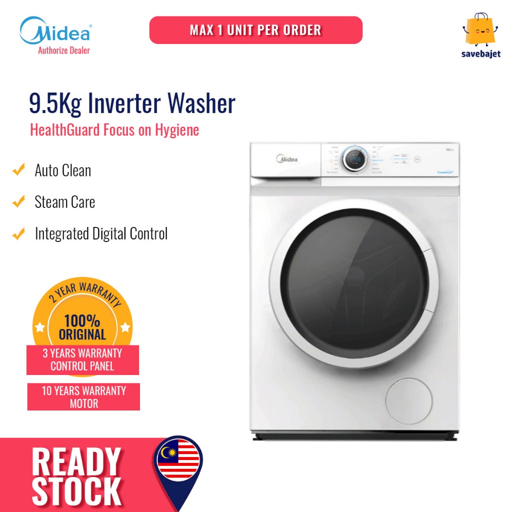 Midea Mesin Basuh Muatan Depan Inverter Front Load Washing Machine (9 ...