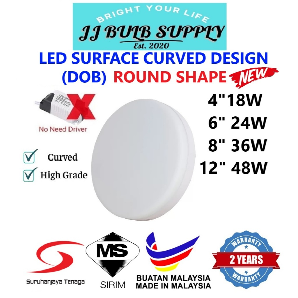 [High Grade SIRIM] DOB Led Surface Downlight 18W 24W 36W 48W Round Square White Ceiling Down ...