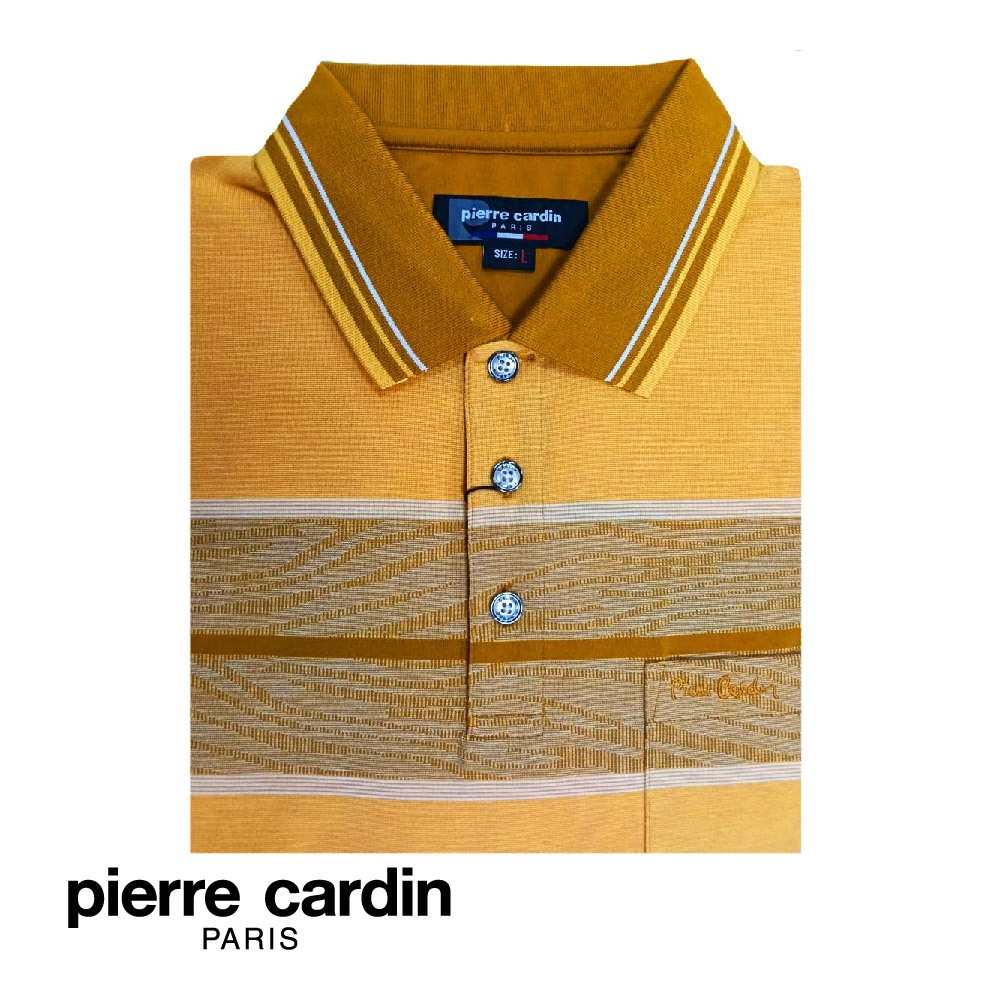 Pierre Cardin Mens Short Sleeve Yarn Dyed Jacquard Polo Tee With Pocket ...