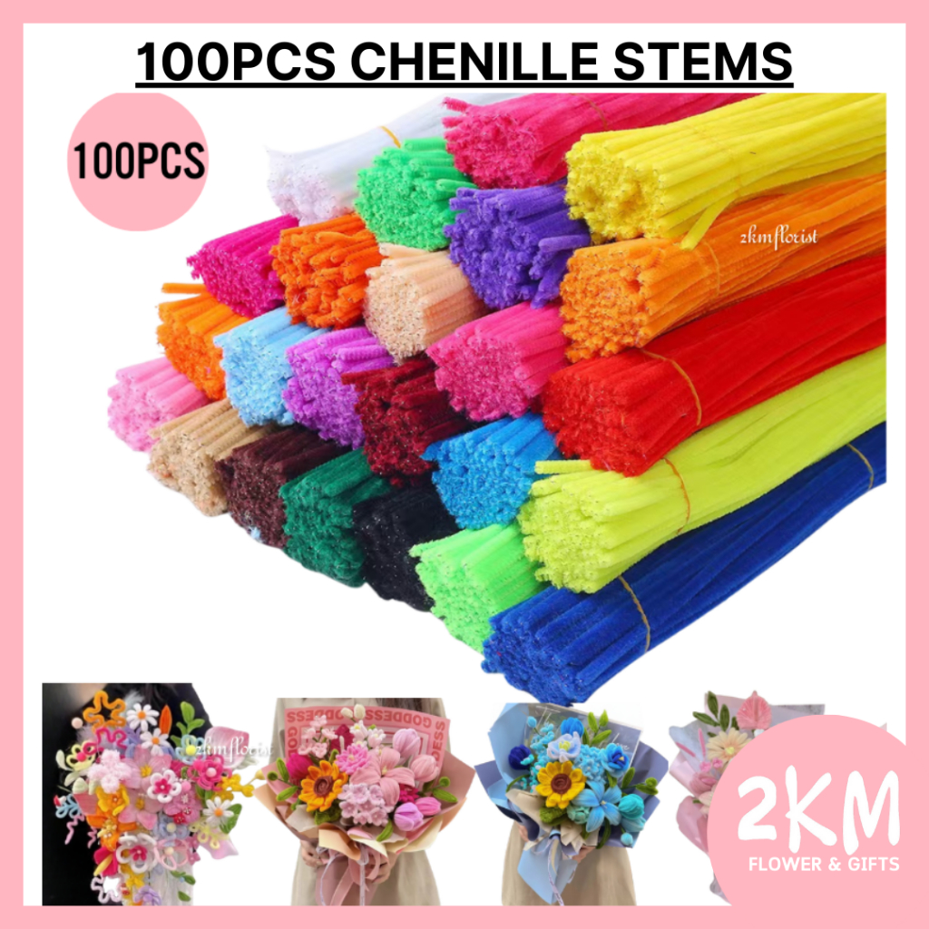 (100PCS)EXTRA THICK CHENILLE STEMS Colorful Pipe Art Craft Kait DIY ...
