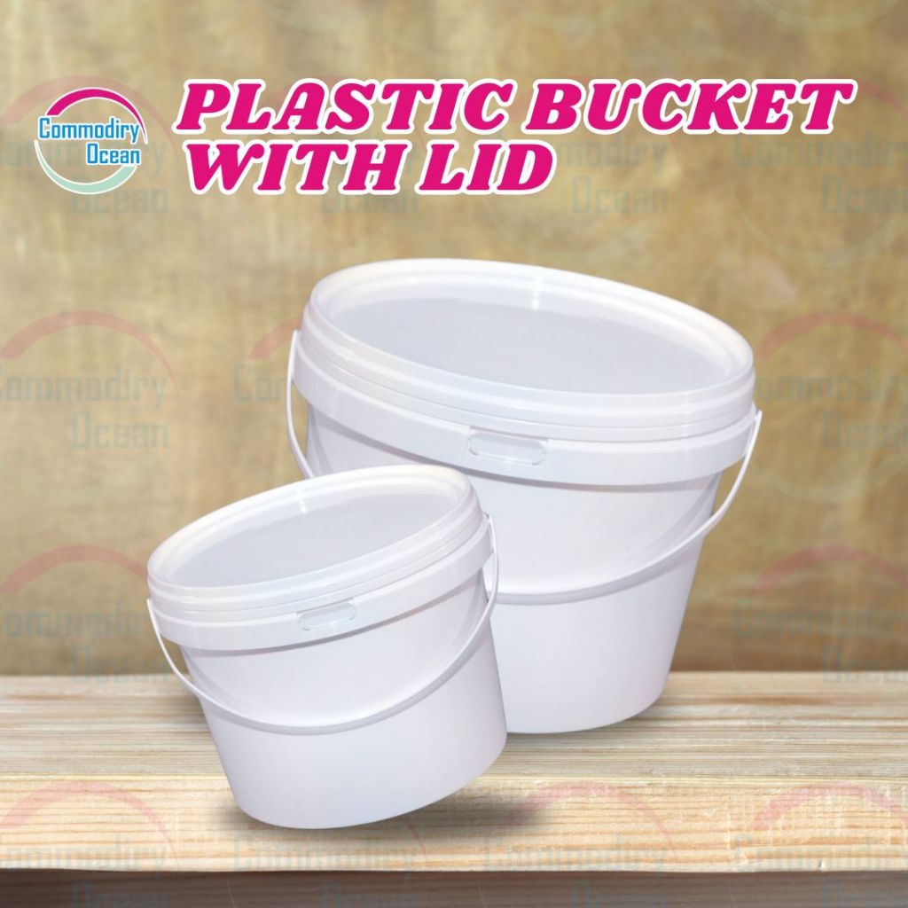 Bekas Putih Serbaguna Penutup Tahan Lama 1.5L 3L Durable White Bucket ...