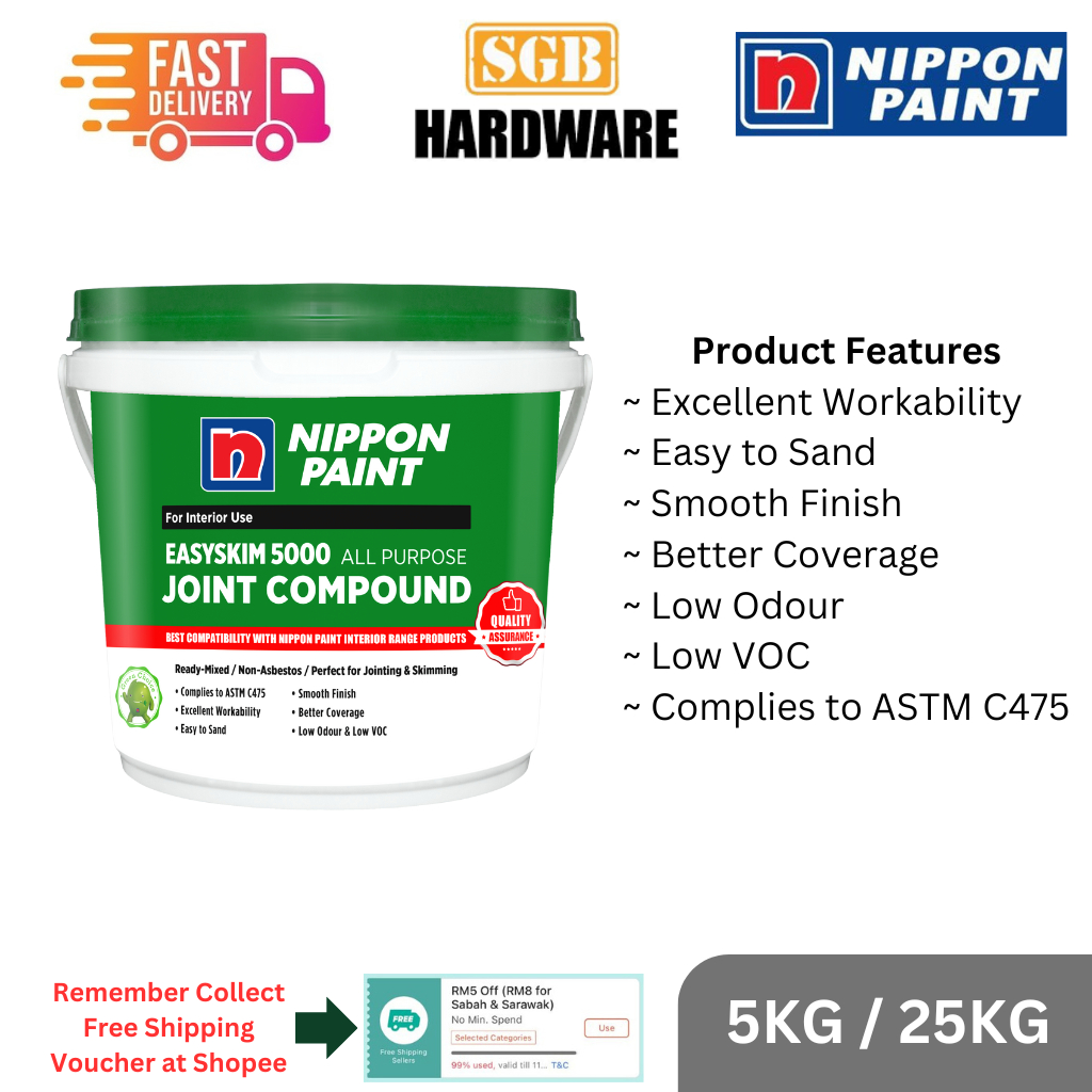 Nippon Paint Easyskim 5000 / All Purpose Joint Compound 5kg & 25kg ...
