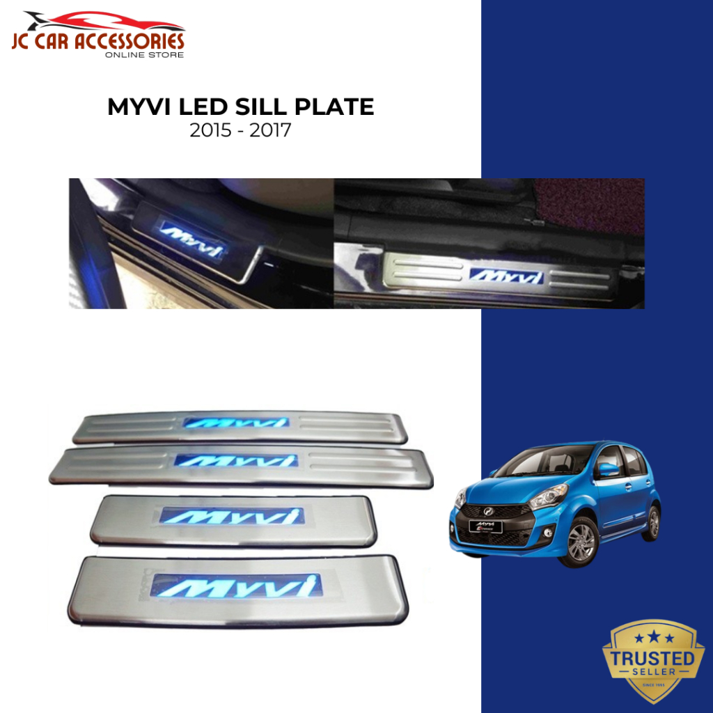 Perodua Myvi LED Side Sill Plate Door Steps Side Step Stainless Steel ...