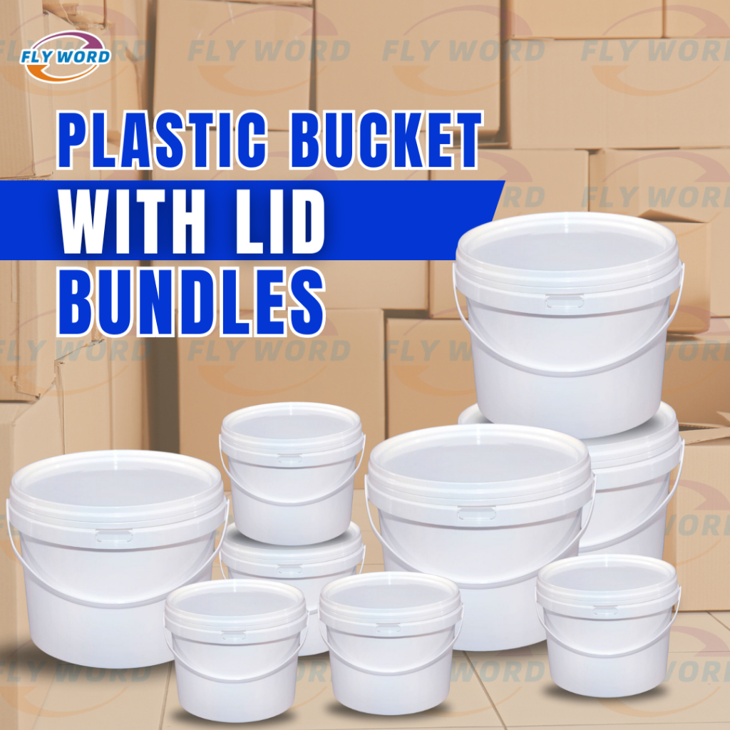 BUNDLES Multipurpose White Storage Bucket with Lid Food Grade Plastic ...