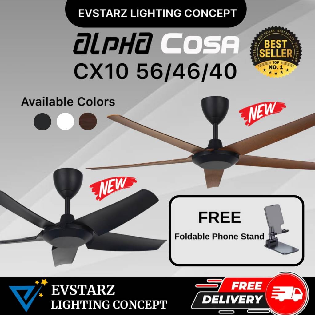 ALPHA COSA CX10 5B 56/46/40 inches DC Motor Ceiling Fan with Remote Control | Shopee Malaysia