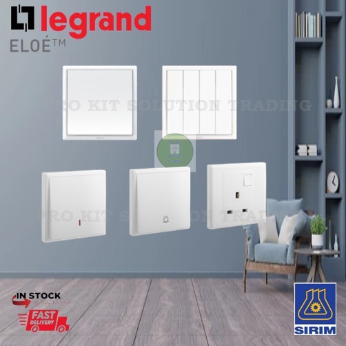 LEGRAND ELOE White Series Switch Socket Big Rocker Glossy Finish Suis ...
