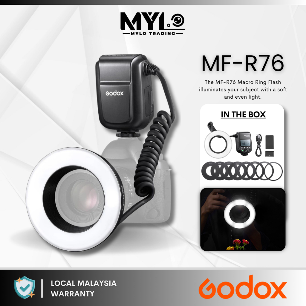 Godox MF-R76 RING76 5000K Macro LED Ring Light Macro Speedlite Flash ...