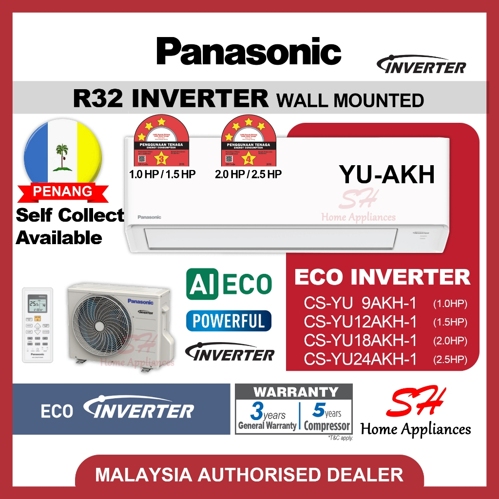 Panasonic R32 Eco Inverter Air-conditioner Aircond 1.0HP - 2.5HP (YU ...
