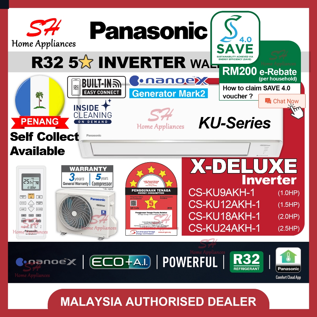 Panasonic X-DELUXE KU-AKH R32 5-STAR Inverter Air-conditioner Aircond 1 ...