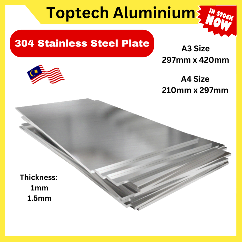 [Ready Stock/Fast Delivery] 304 Stainless Steel Plate A3 A4 210mm x ...