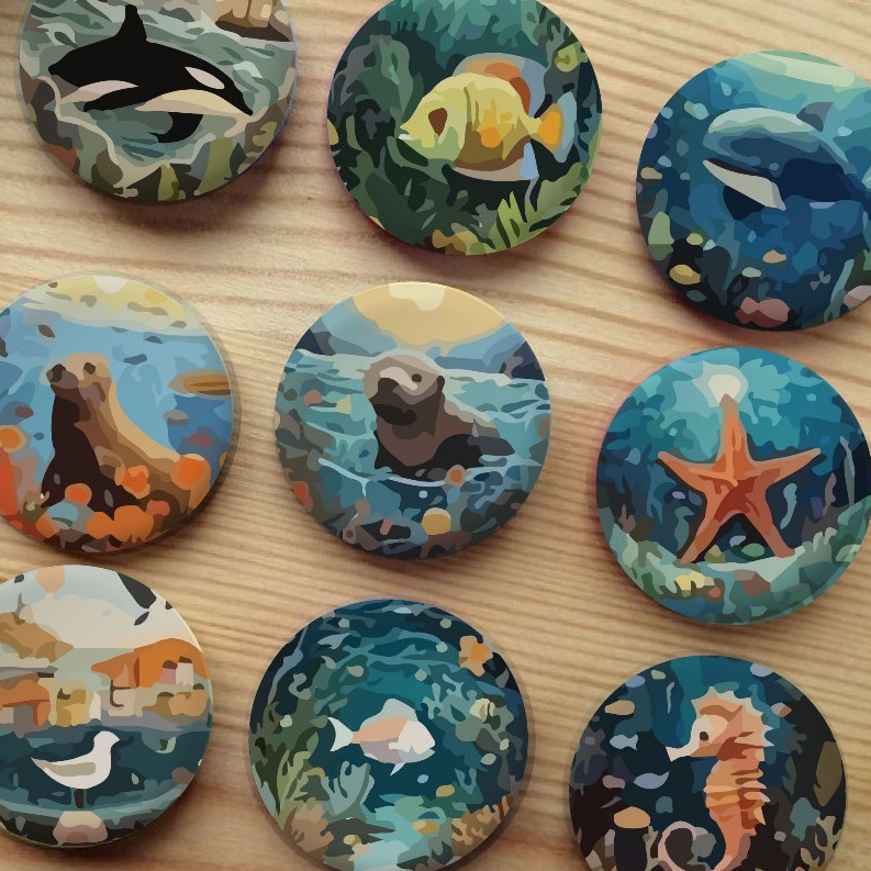 Ocean Illustration Art Button Badge 58mm (Collection edition) | Shopee ...