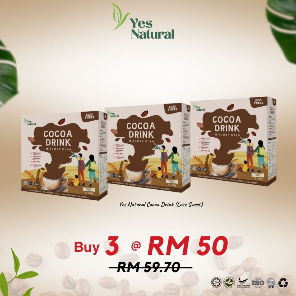 Yes Natural Cocoa Drink 悦意可可饮 30g x 10 - EXP: 21/11/2026 | Shopee Malaysia