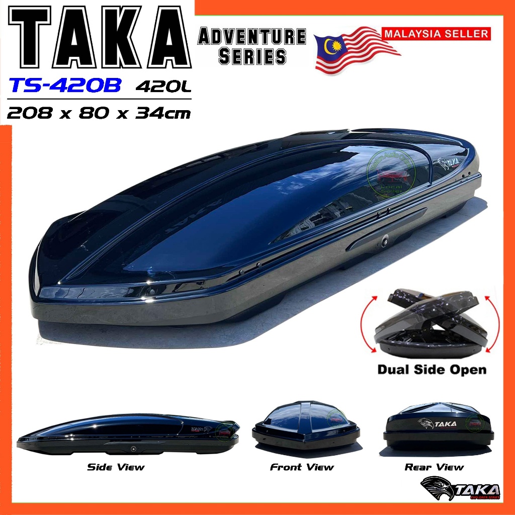 TAKA TS-420B Car Roof Box [ADVENTURE Series] [XL Size] [Glossy Black ...