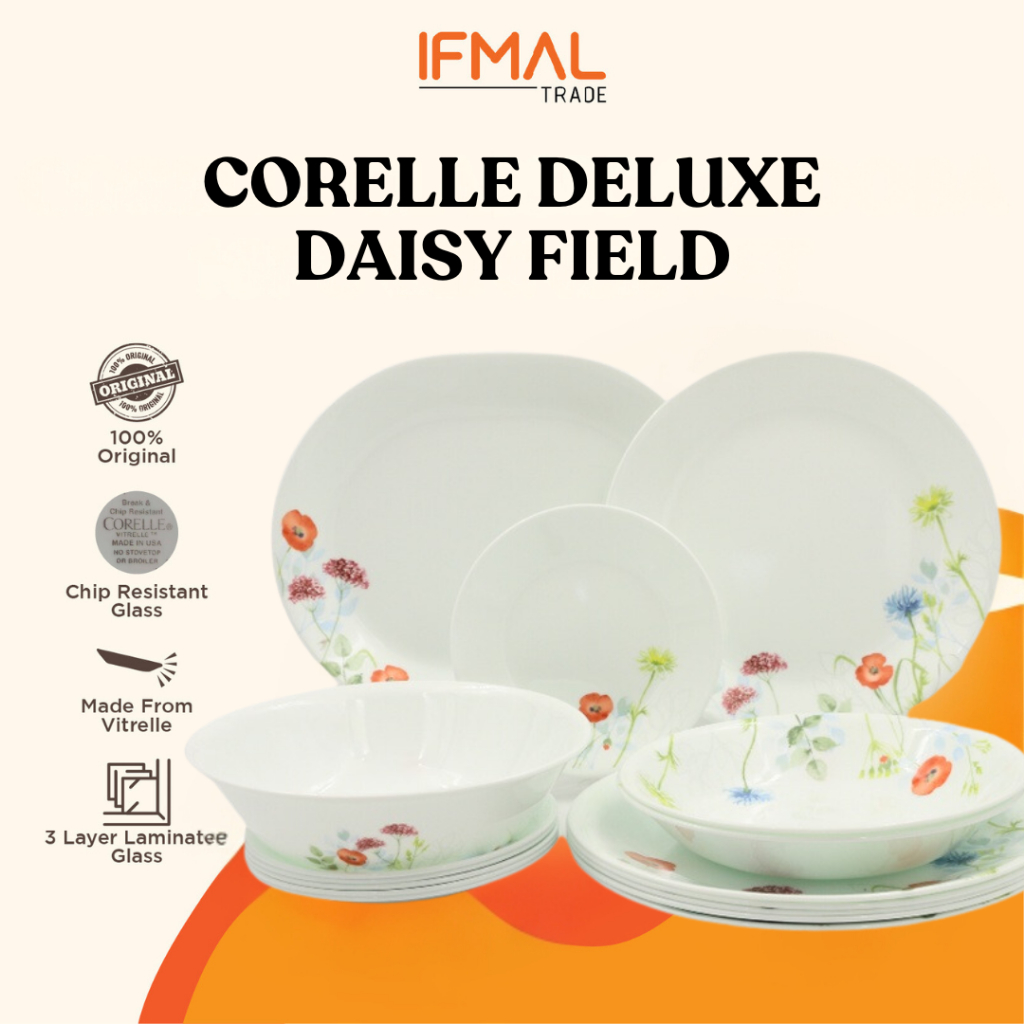 Corelle Loose Daisy Field ( Dinner Plate/ Soup Plate 21cm/ Medium Bowl/ Noodle Bowl/ Serving ...