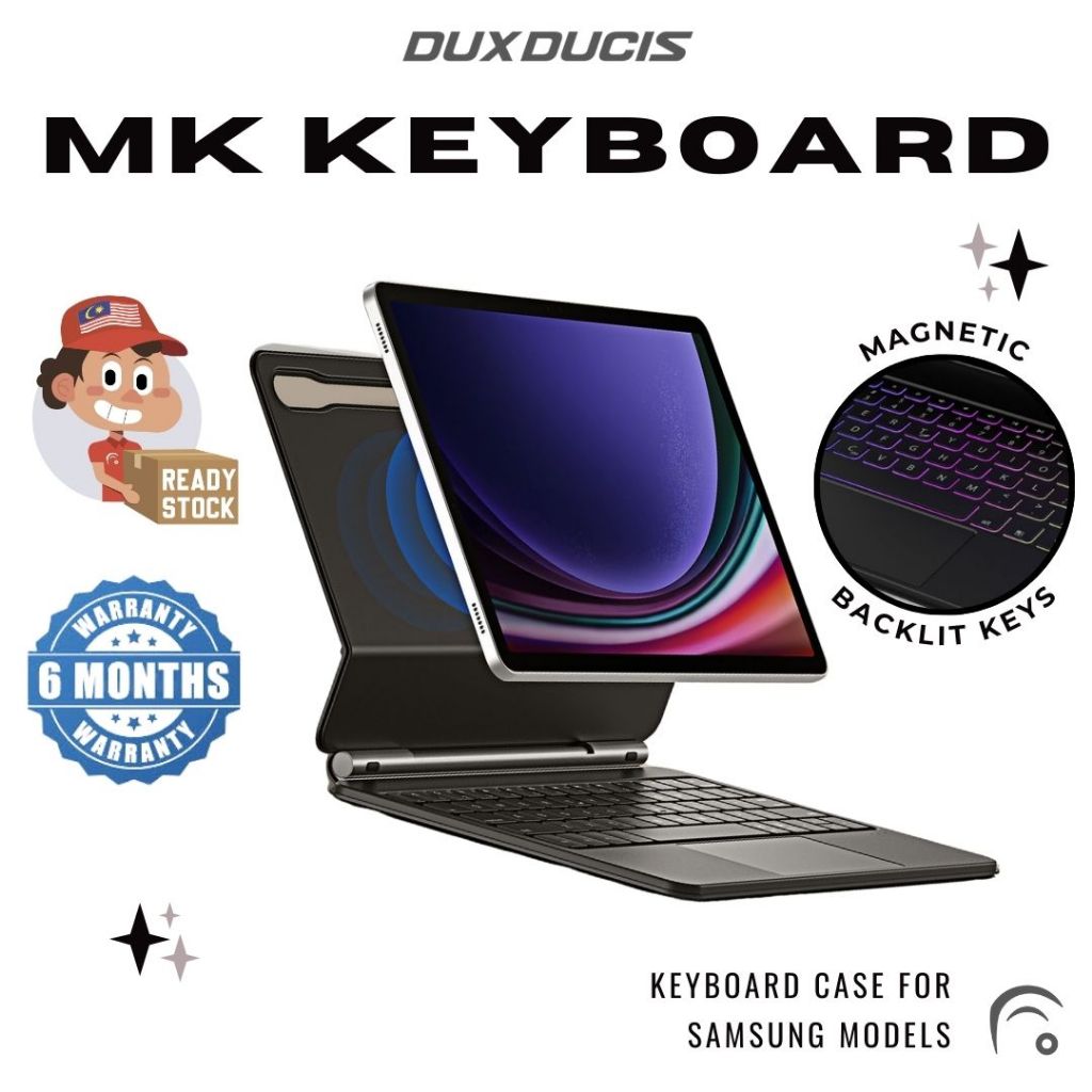 DUX MK Keyboard Magnetic Case for Samsung Galaxy Tab S10 S9 S8 S7 FE Plus Ultra Floating Cover ...