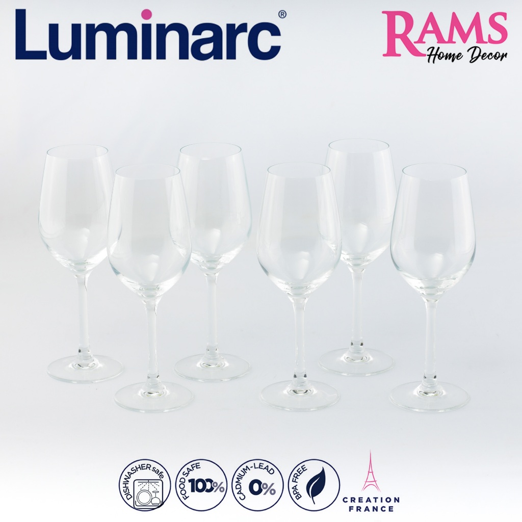Luminarc Arcoroc 6 Pcs 350ml Clear Mineral Wine Glass Set / Red Wine ...