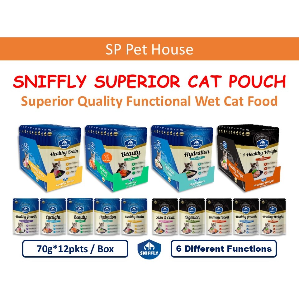 **BOX OF 12** Sniffly Superior Grain Free Wet Cat Pouch (70g*12pkts ...