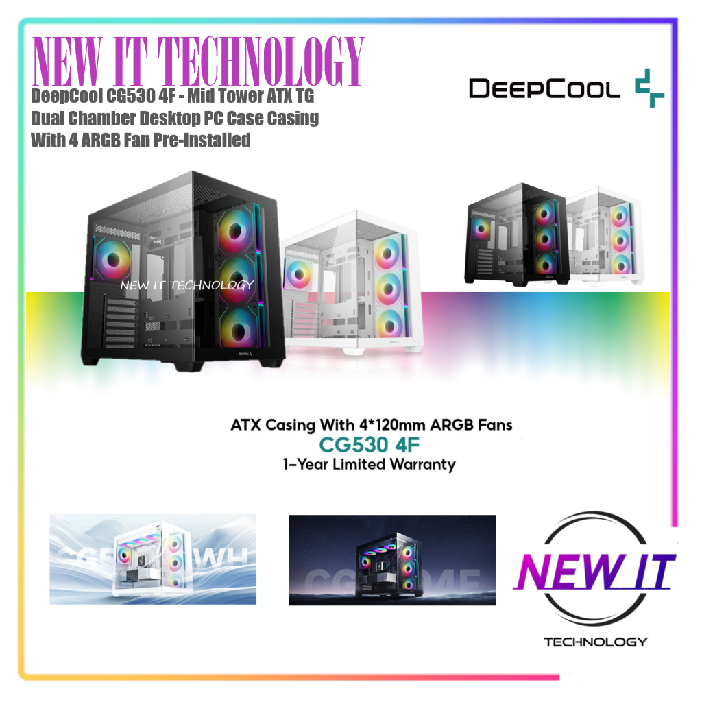 DeepCool CG530 4F - Mid Tower ATX TG Dual Chamber Desktop PC Case ...