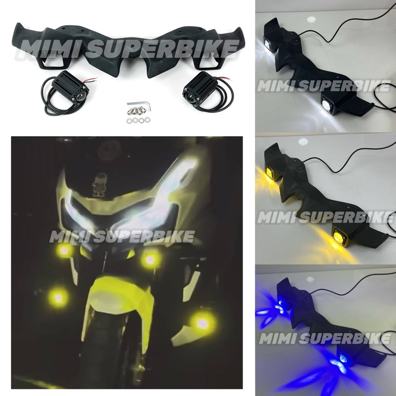 HONDA ADV150 ADV160 WINGLET + SPORTLIGHT LED STROBE LIGHT LAMPU YELLOW ...