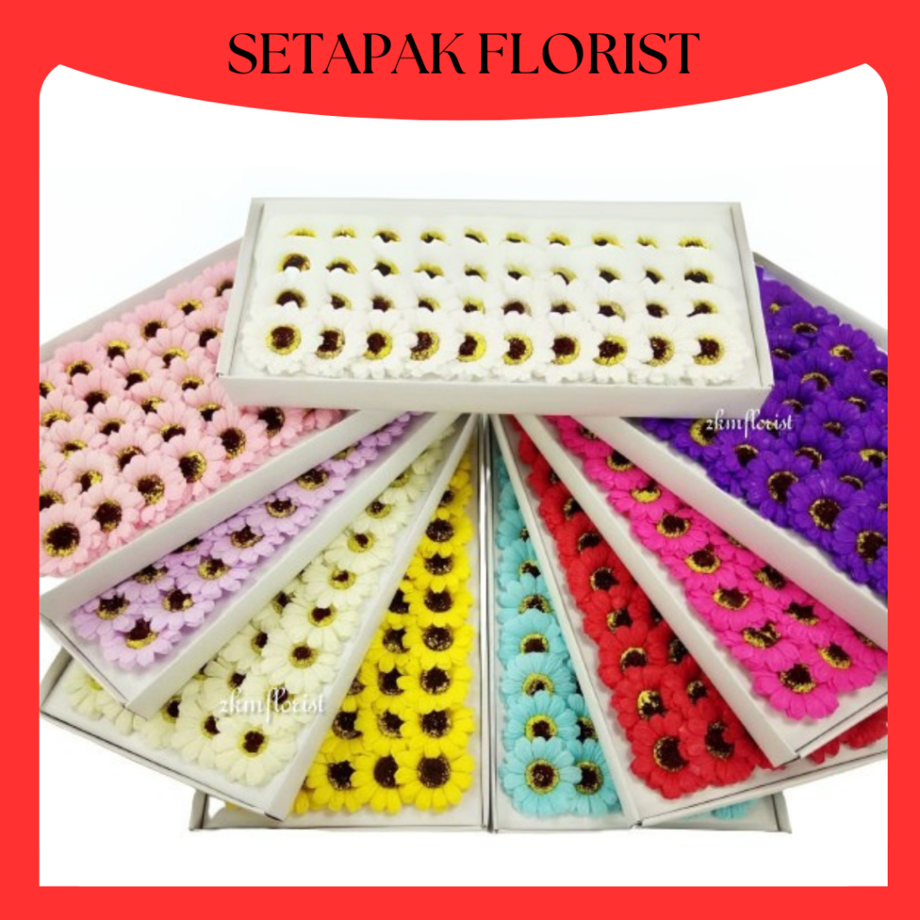 (50PCS) DAISY SOAP Flower With Base Bare Rose Soap Flower Head Bunga ...